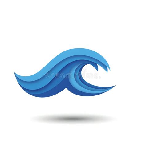 Stylized Blue Wave Design With Multiple Curved Layers Resembling A Dynamic Ocean Stock