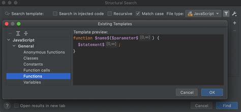 structural search and replace webstorm documentation