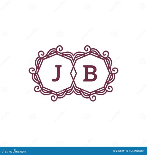 Logotipo Letra Jb Símbolo Espiral Floreado Design Ilustração do Vetor