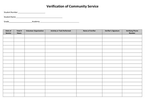 Free Printable Community Service Form Templates [word Pdf]