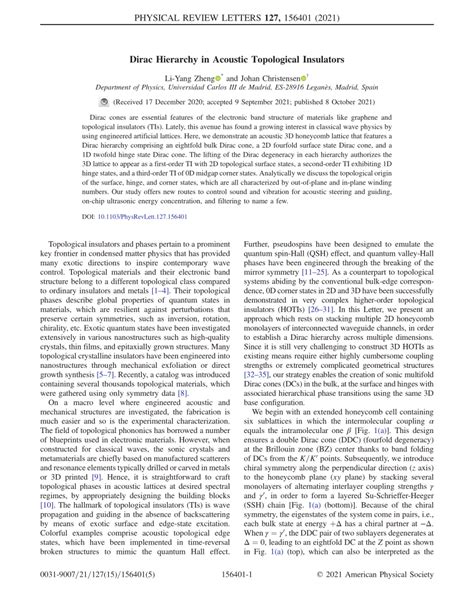 Pdf Dirac Hierarchy In Acoustic Topological Insulators