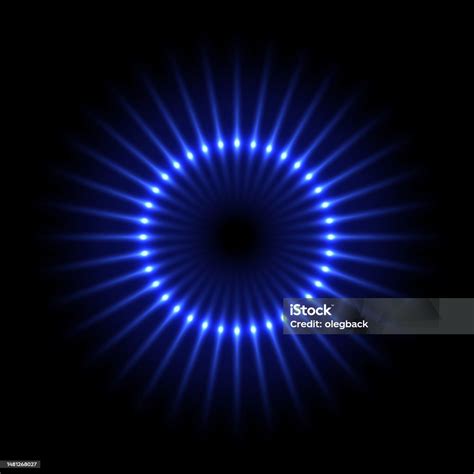 가장자리 벡터 그림에 불타는 섬광이 있는 파란색 일식 반짝임과 에너지 플레어가 있는 가스 행성 또는 별의 추상 원형 프레임 빛나는 코로나의 글로우 조명 효과가 있는 지구본