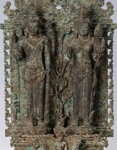 Antique Java Style Indonesian Bronze Vishnu And Lakshmi Statue 38cm15
