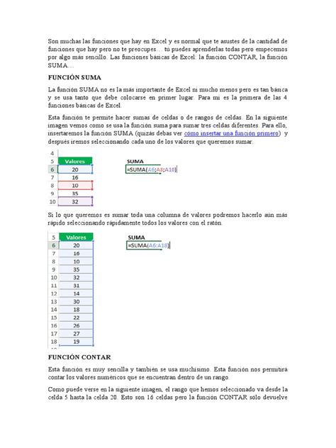 Formulas Basicas De Excel Pdf Microsoft Excel Informática Y