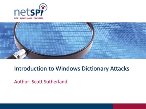 Introduction To Windows Dictionary Attacks Pdf