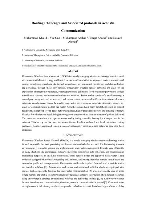 Pdf Routing Challenges And Associated Protocols In Acoustic Communication