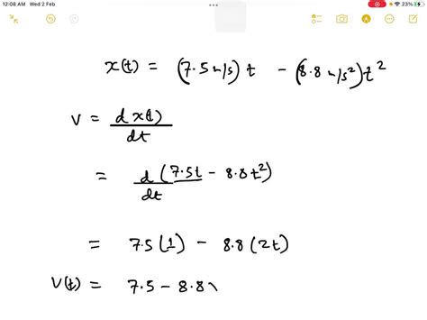 Solved In One Dimension A Particles Position As A Function Of Time
