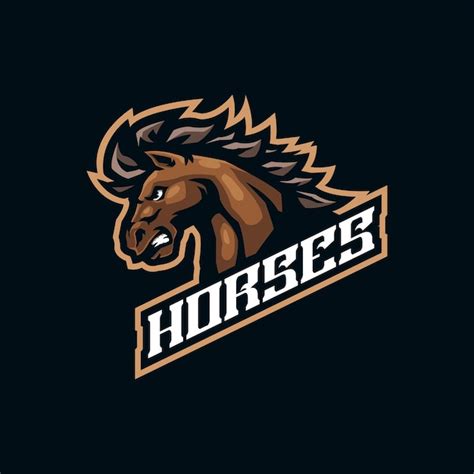 배지 엠블럼 티셔츠 인쇄를 위한 현대적인 일러스트레이션 컨셉의 말 마스코트 로고 디자인 벡터입니다 스포츠와 E스포츠 팀을