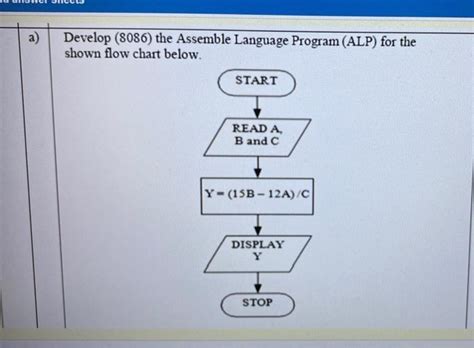 Solved A Develop 8086 The Assemble Language Program Alp