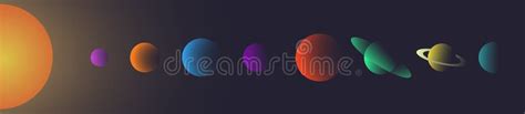 Illustration Of The Planets Of Our Solar System Vector Gradient Stock