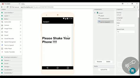 Thunkable Tutorial 8 Use Accelerometer Component Android