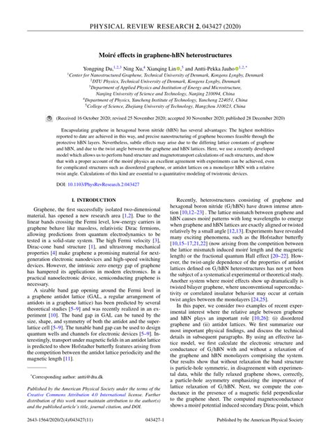 Pdf Moiré Effects In Graphene Hbn Heterostructures