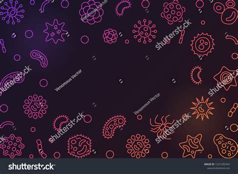 Bacterium Microbiology Bright Horizontal Frame Empty Stock Vector