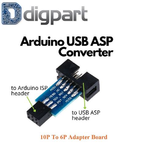 Jual Avrisp Usbasp Isp Converter 10p To 6p Burn Bootloader Adapter 10 6