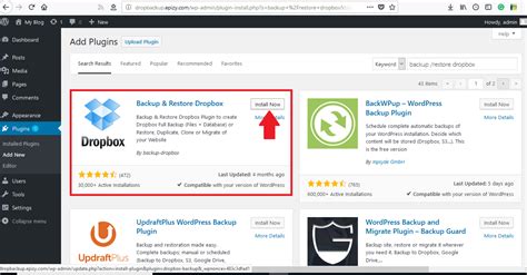 how to restore backup wordpress site to dropbox
