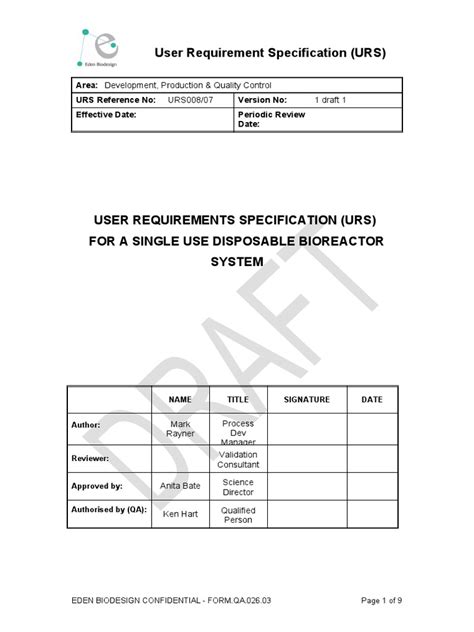 User Requirement Spec Contoh Pdf Specification Technical Standard