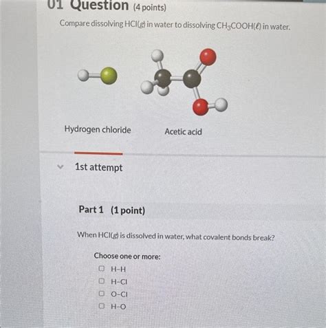 Compare Dissolving HCl G In Water To Dissolving Chegg Com