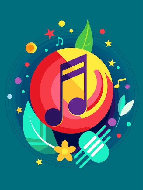 Colorful Abstract Illustration With Music Note And Floral Elements