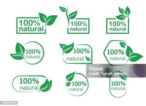 100 자연 텍스트 다양한 모양의 나뭇잎 및 프레임 벡터 일러스트레이션을 가진 녹색 에코 라벨 0명에 대한 스톡 벡터 아트 및 기타 이미지 Istock
