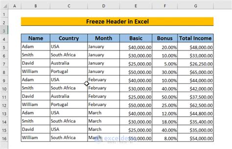How To Freeze Header In Excel Top Methods ExcelDemy