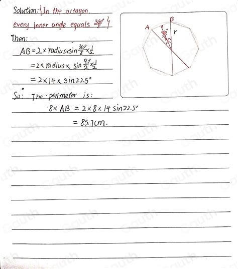 solved a regular octagon is inscribed inside a circle with a radius of