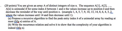 Solved 20 Points You Are Given An Array A Of Distinct