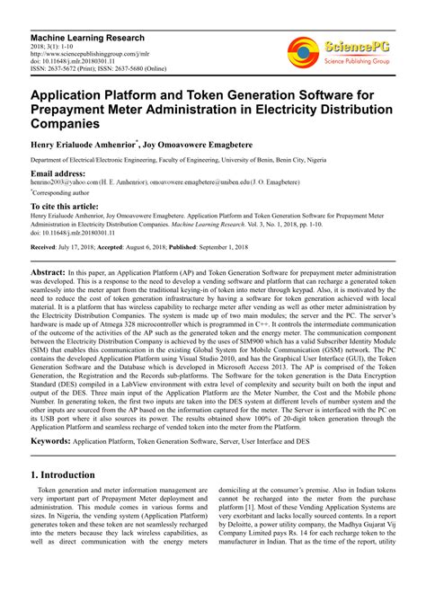 Pdf Application Platform And Token Generation Software For Prepayment
