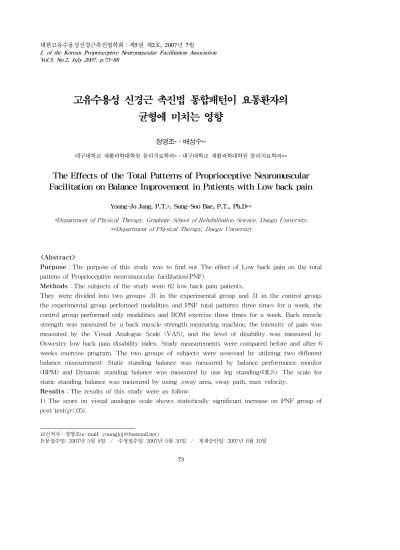The Effects Of The Total Patterns Of Proprioceptive Neuromuscular Facilitation On Balance