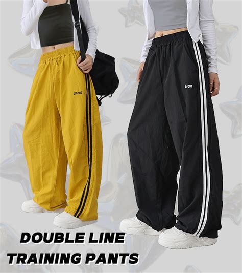 ⚡당일출고⚡더블라인 바스락 밴딩 와이드 트레이닝 밑단 스트링 맥시 롱 팬츠 두줄 츄리닝 주리닝 여름 L Cl0060 에이블리