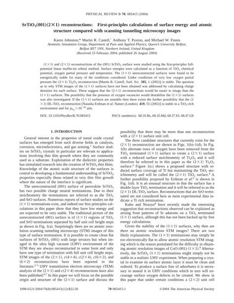 Pdf Reconstructions First Principles Calculations Of Surface Energy