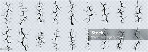 지상 균열이 생겼습니다 지진 및 지반 균열 구멍 효과 땅의 균열 세트 3차원 형태에 대한 스톡 벡터 아트 및 기타 이미지 3차원 형태 개체 그룹 건조 기후 Istock