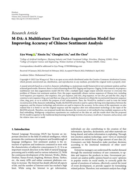 Pdf M Da A Multifeature Text Data Augmentation Model For Improving