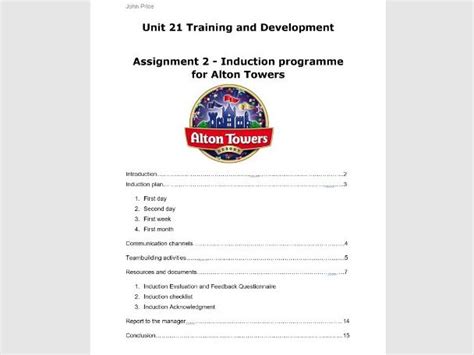 Unit 21 Training And Development Assignment 2 Induction Programme For