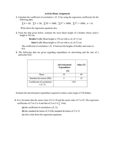 Solved Activity Home Assignment Calculate The Coefficient Chegg Com