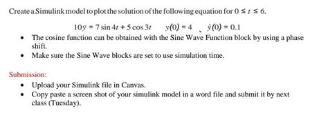 Solved Create A Simulink Model To Plot The Solution Of The Chegg Com