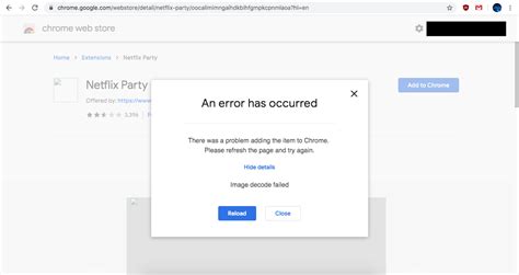 image decode failed when trying to download any extensions on mac
