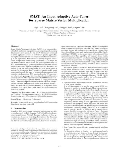 Pdf Smat An Input Adaptive Auto Tuner For Sparse Matrix Tgmimagespldi13pdf · Smat An