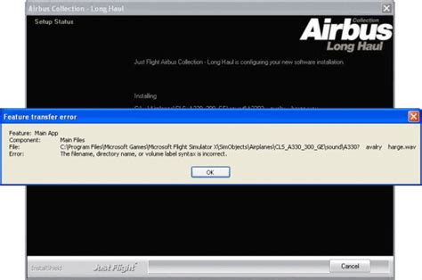 Feature Transfer Error During Installation The Spirit Of Flight Simulation