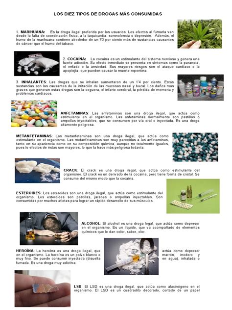 Los Diez Tipos De Drogas Mas Consumidas Pdf Drogas Cocaína