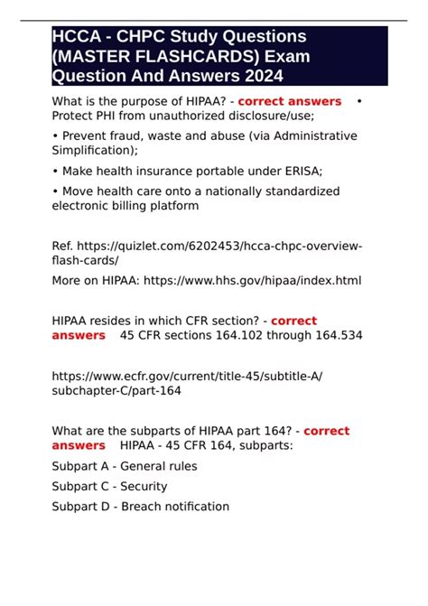 Hcca Chpc Study Questions Master Flashcards Exam Question And