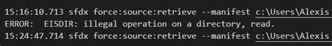 vs code sfdx retrieve source from org failing salesforce stack