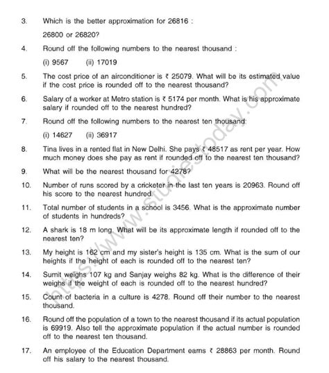 Cbse Class 5 Mental Maths Estimation Worksheet