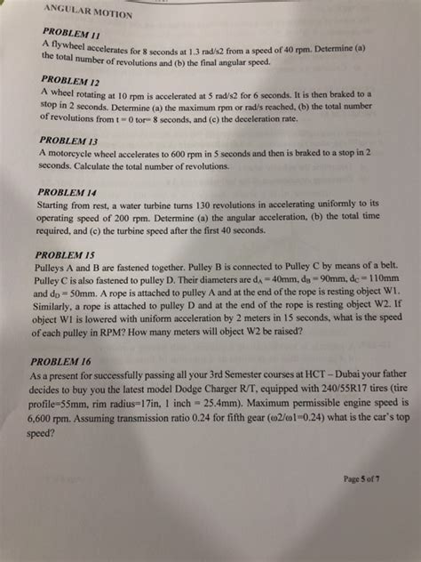 Solved ANGULAR MOTION PROBLEM 11 The Total Number Of Chegg Com