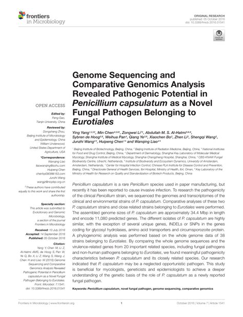 Pdf Genome Sequencing And Comparative Genomics Analysis Revealed