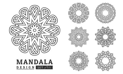 Premium Vector Black And White Flower Mandala Designs Set