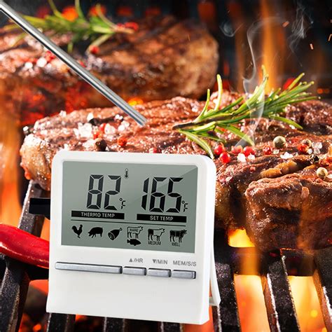Timer Food Bbq Meat Thermometer Instant Read Alert Vicedeal