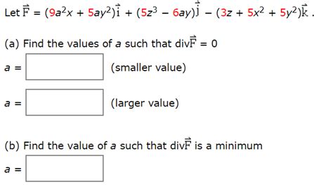 solved a find the values of a such that divf 0 smaller