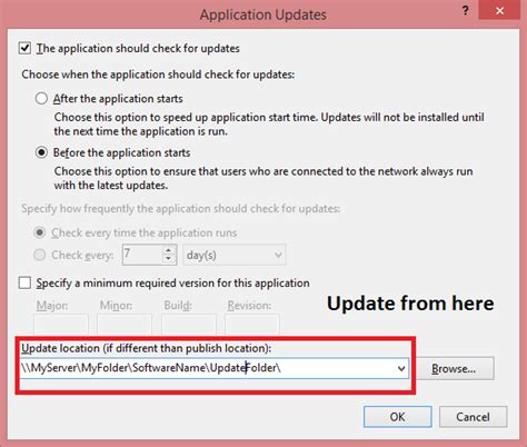 C Clickonce Deployment Change Update Location After Publish Stack