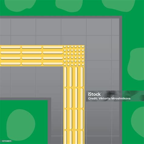 시각 장애인 상단 보기 시각 장애인을위한 보도 및 탐색을위한 플랫 벡터 스톡 일러스트로 회전하기 전에 보도에 촉각 타일 방향에 대한 스톡 벡터 아트 및 기타 이미지 Istock