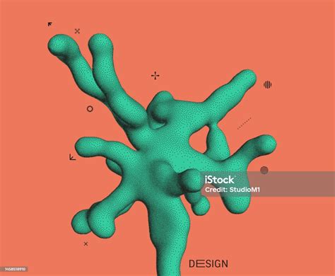 도트워크 스타일의 추상적인 3차원 컴포지션 포인리즘 그래픽 도트 스티플 디자인 동적 효과를 가진 3d 벡터 일러스트레이션 배너 전단지 포스터 커버 또는 브로셔용 템플릿입니다